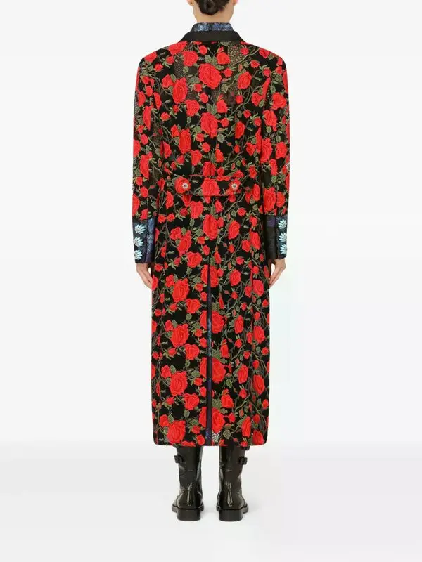 Dolce & Gabbana Floral-jacquard Double-breasted Coat
