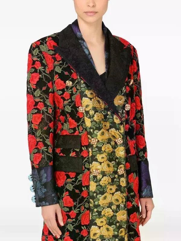 Dolce & Gabbana Floral-jacquard Double-breasted Coat