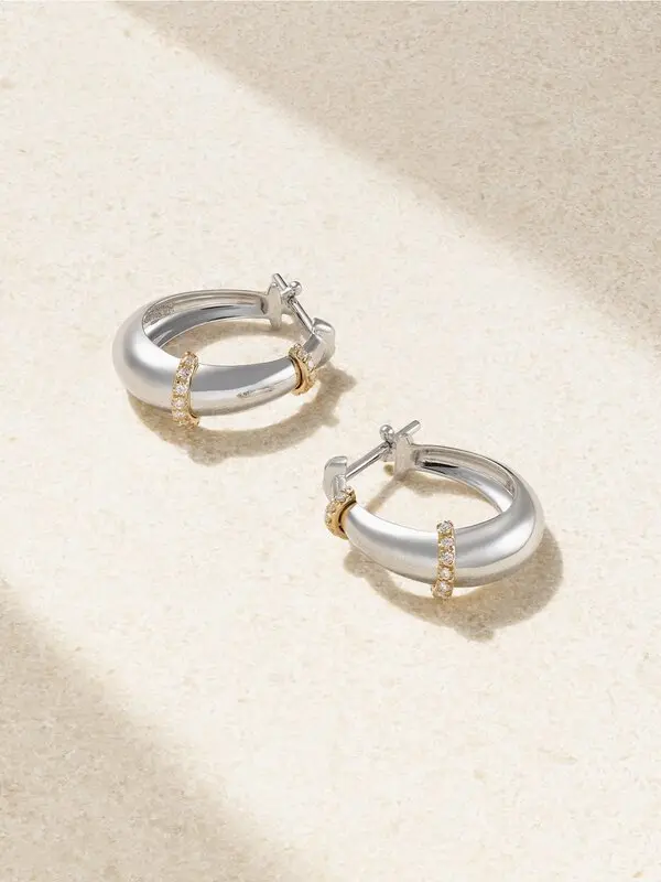 L’ATELIER NAWBAR Buoy Diamond Hoop Earrings - Gold