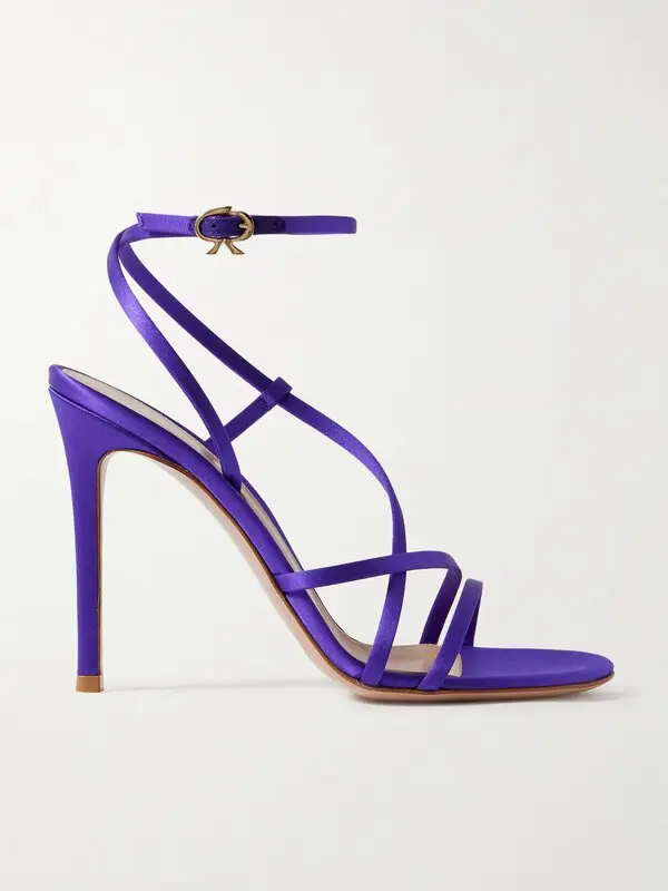 GIANVITO ROSSI 105 Satin Sandals - Blue
