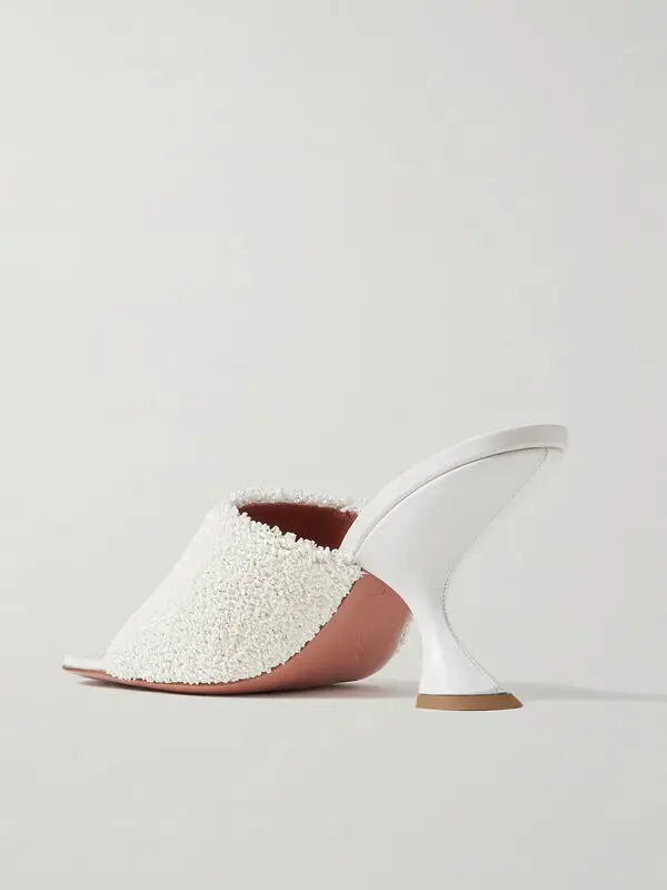 Amina Muaddi Taylor Raffia Mules - White