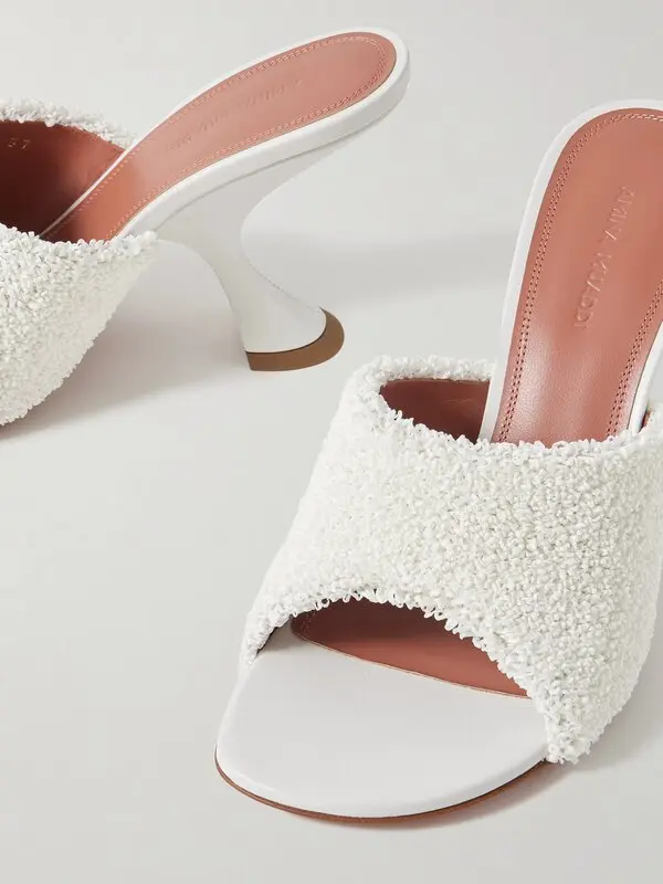 Amina Muaddi Taylor Raffia Mules - White