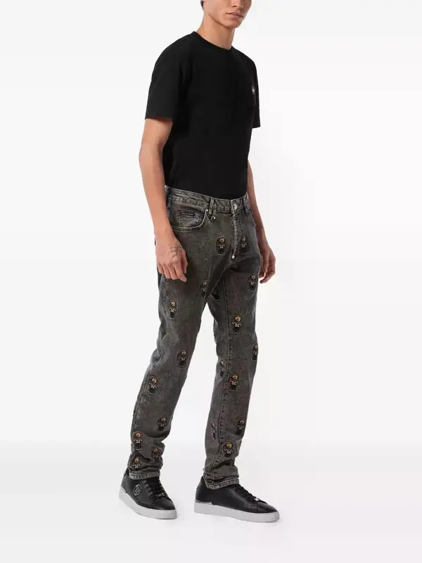 Philipp Plein Bear-motif Jeans - Grey