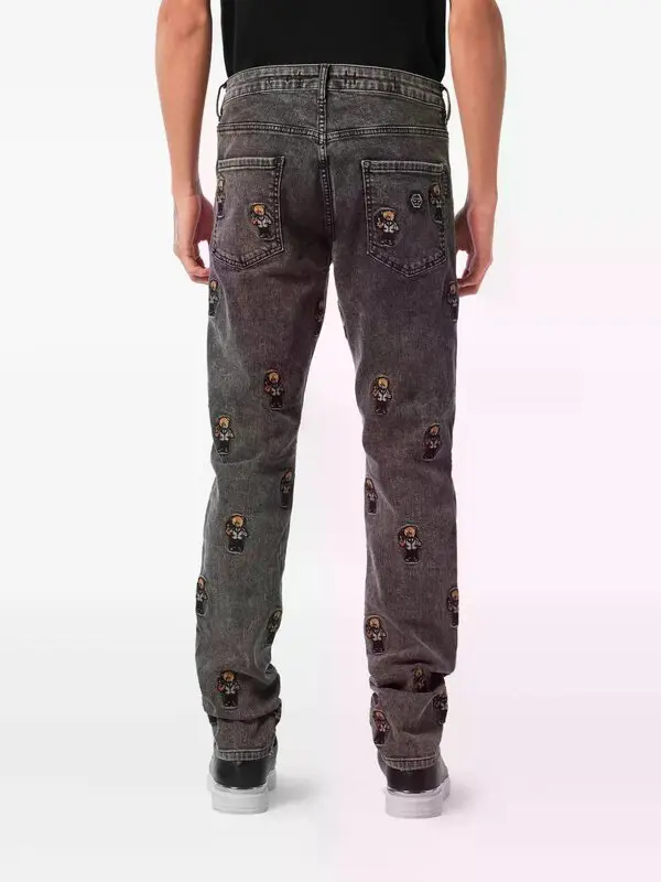Philipp Plein Bear-motif Jeans - Grey