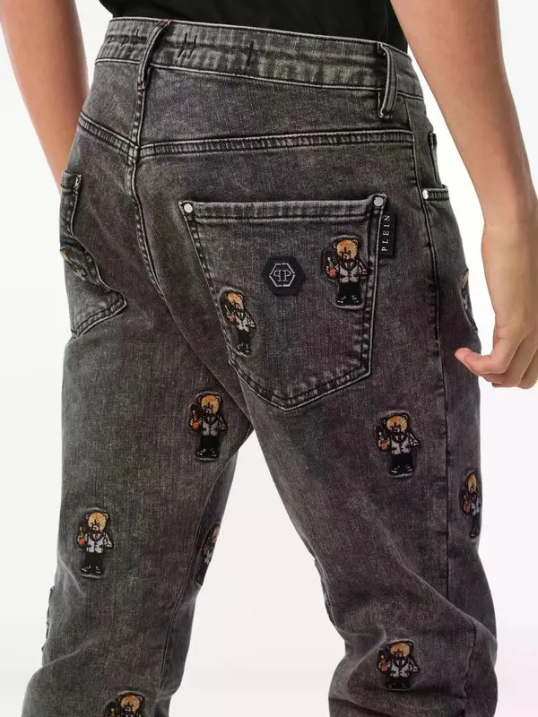 Philipp Plein Bear-motif Jeans - Grey