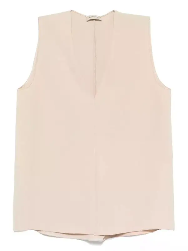 BLANCA VITA Sleeveless V-neck Top - Neutrals