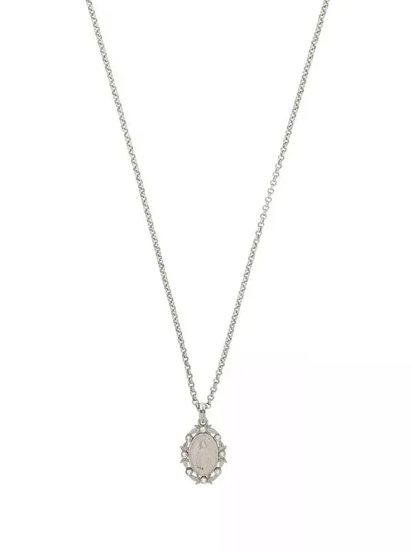 Dolce & Gabbana Crystal-embellished Virgin Mary Pendant Necklace - Silver