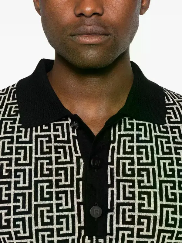 Balmain Monogram Knit Polo Shirt