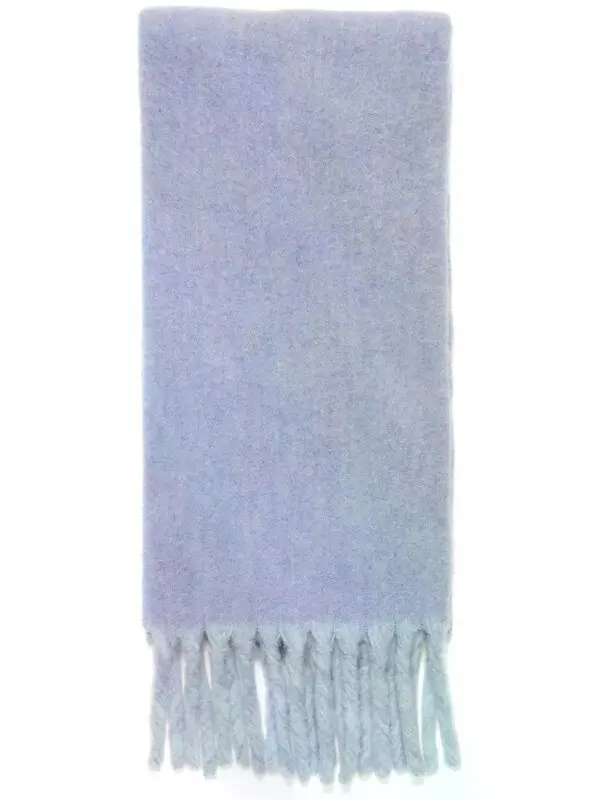Acne Studios Fringed Logo Scarf - Blue