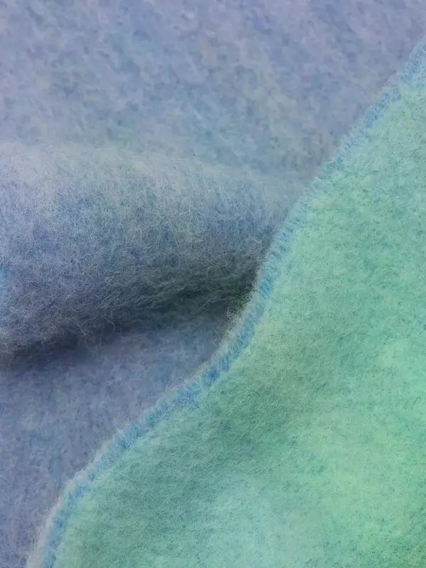 Acne Studios Fringed Logo Scarf - Blue