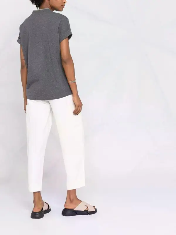 Brunello Cucinelli V-neck Cap-sleeve Top - Grey