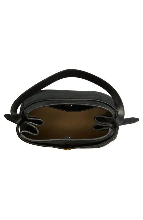 TOTEME Belted Suede Bucket Bag - Black