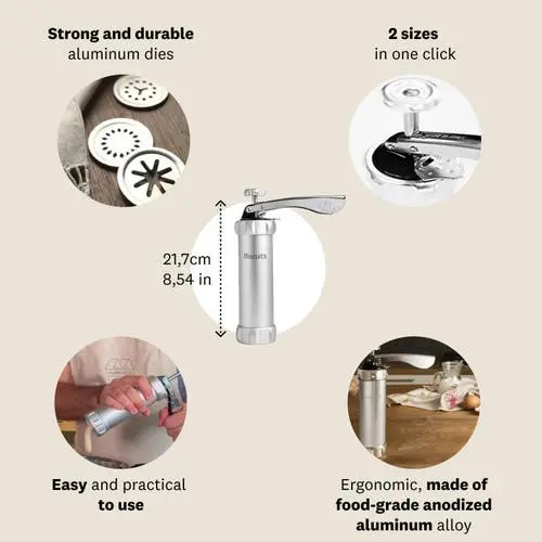 MARCATO Atlas Biscuit Maker Press, Includes 20 Cookie Disc Shapes