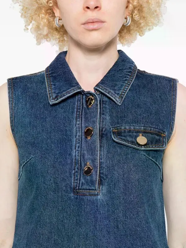 Self-Portrait Denim Mini Dress In Blue - 82% Off | Editorialist