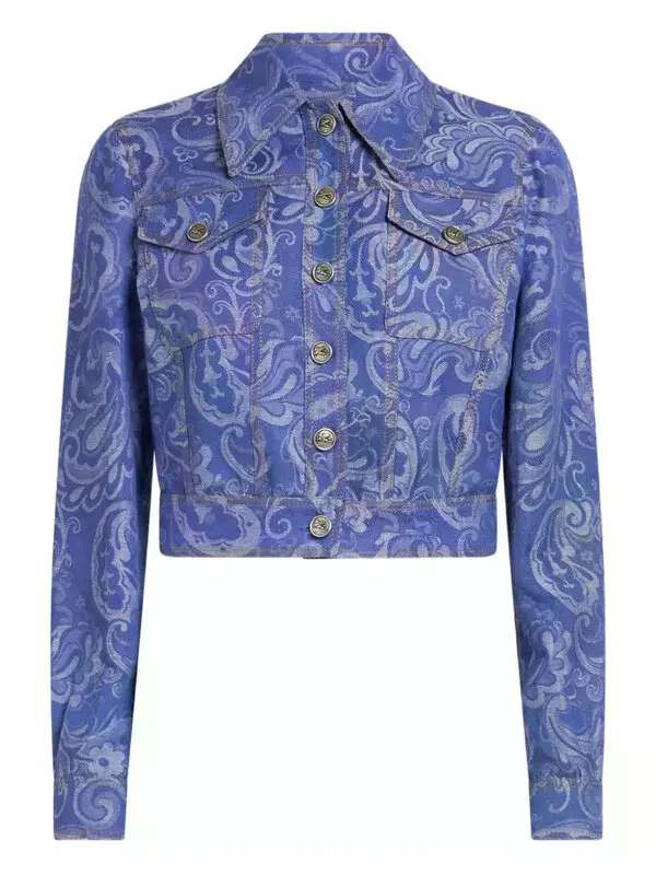 Etro Paisley-jacquard Denim Trucker Jacket - Blue
