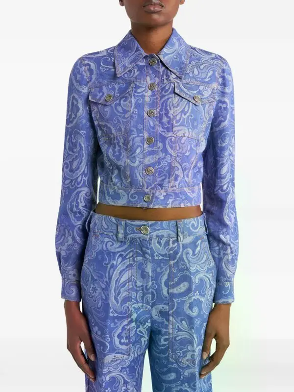 Etro Paisley-jacquard Denim Trucker Jacket - Blue