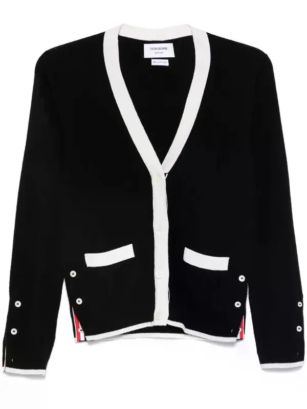 Thom Browne Cashmere Cardigan With Grosgrain Tabs - Black