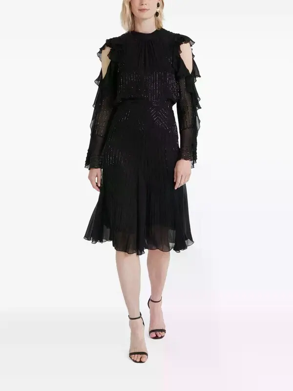 TEMPERLEY LONDON Ruffled Cold-shoulder Top - Black