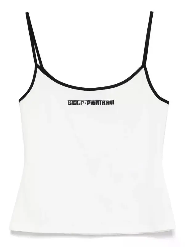 SELF-PORTRAIT Stretch-cotton Tank Top - White