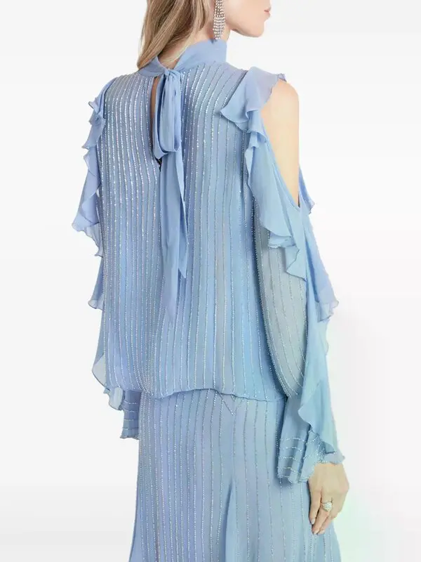 TEMPERLEY LONDON Embellished Ruffled-sleeve Blouse - Blue