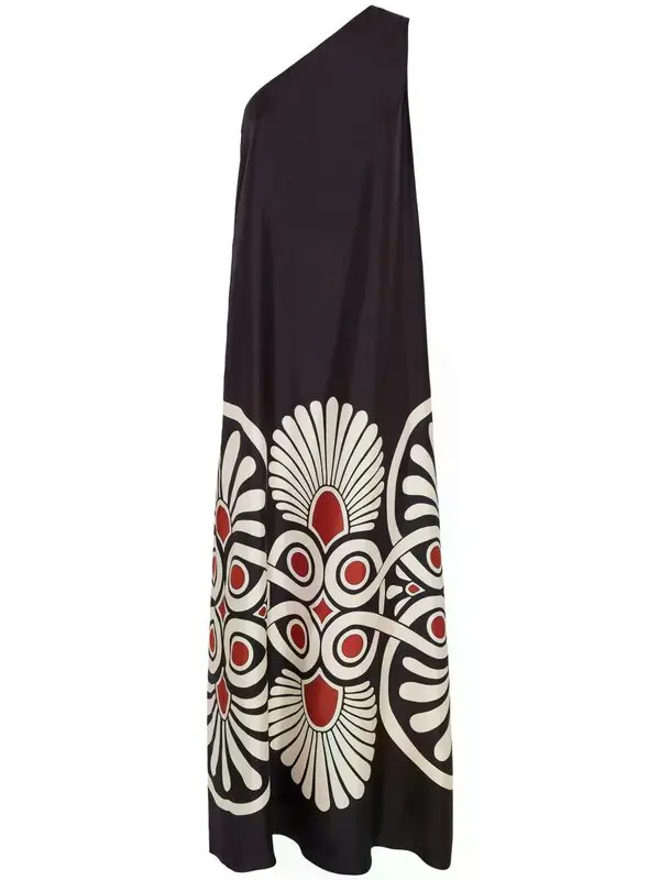 La DoubleJ Roy Geometric-print Silk Dress - Black