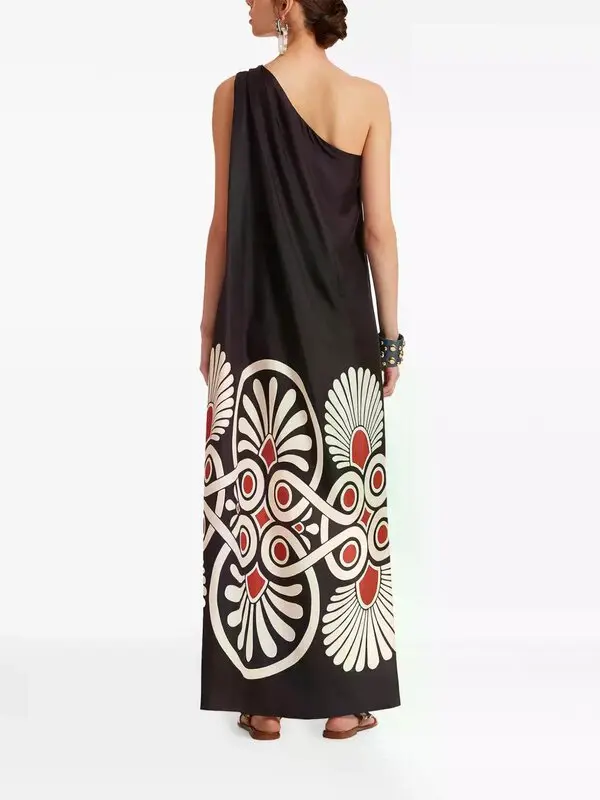 La DoubleJ Roy Geometric-print Silk Dress - Black