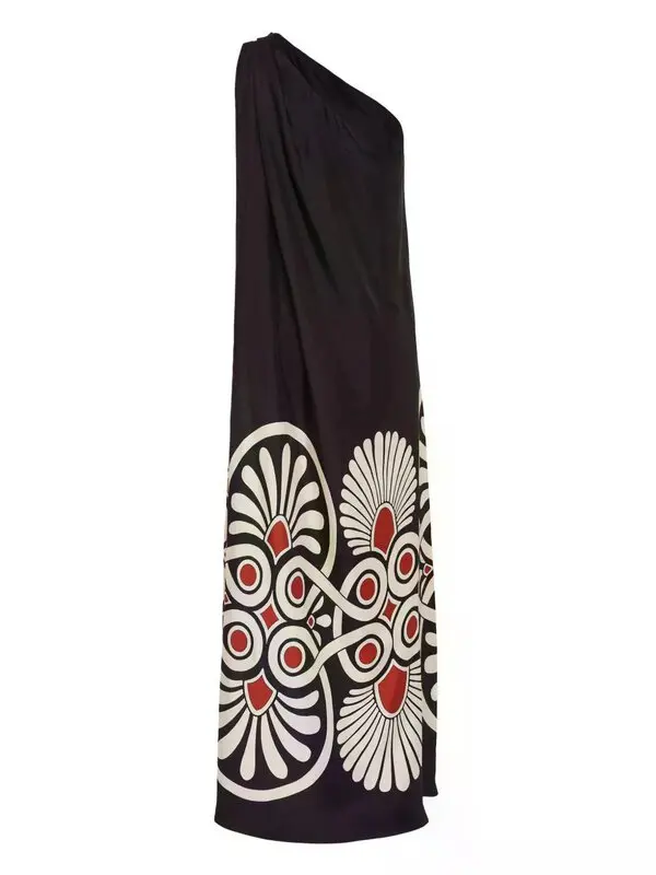 La DoubleJ Roy Geometric-print Silk Dress - Black