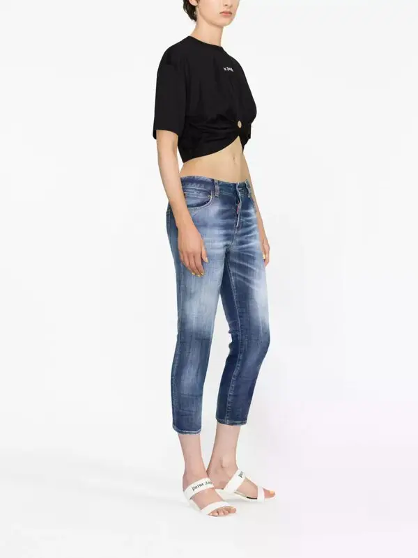 Palm Angels Ring-embellished Cropped T-shirt