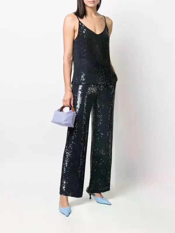 P.a.r.o.s.h Sequined Wide-leg Trousers - Blue