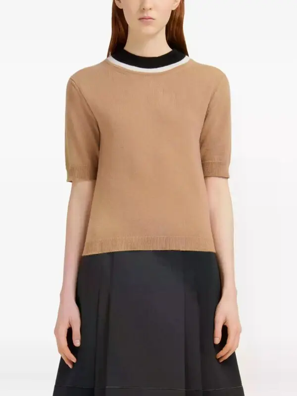 Marni Two-tone Knitted Top With Contrast Collar
