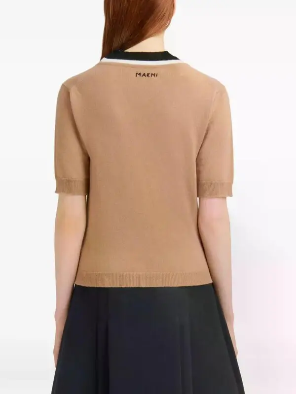 Marni Two-tone Knitted Top With Contrast Collar