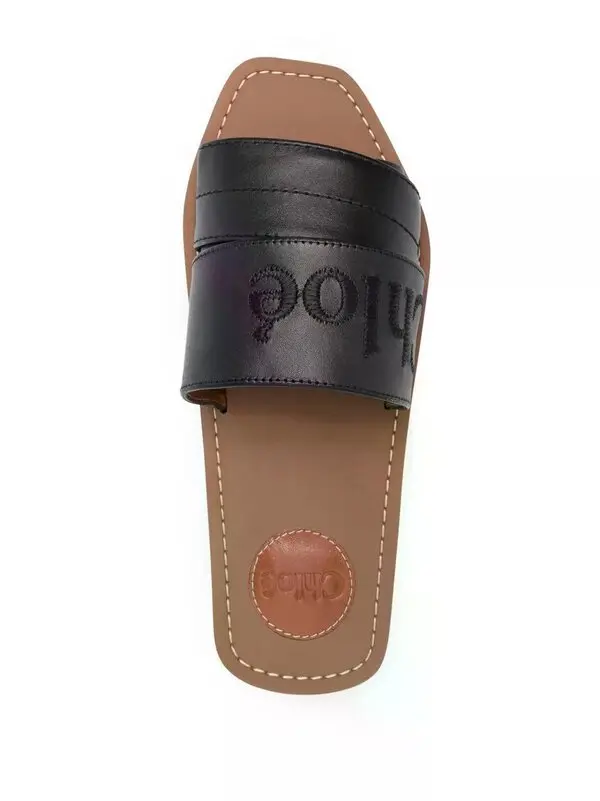 Chloé Logo-embroidered Leather Sandals