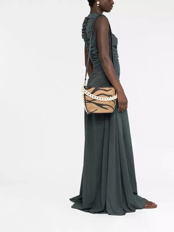 Stella McCartney Tiger Jacquard Raffia Bucket Bag - Neutrals