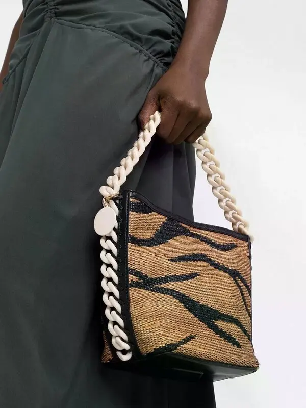 Stella McCartney Tiger Jacquard Raffia Bucket Bag - Neutrals