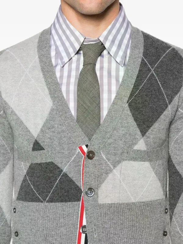 Thom Browne Argyle-pattern Cashmere Cardigan