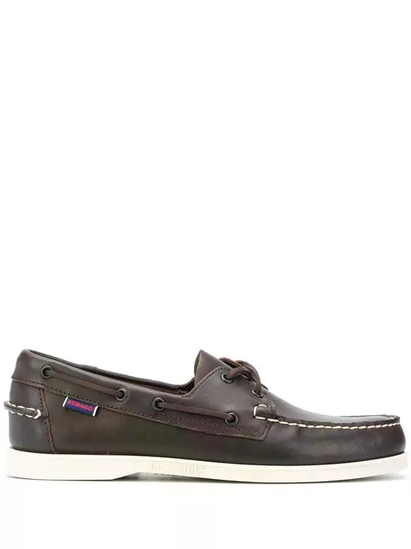 SEBAGO Lace-detail Leather Boat Shoes - Brown