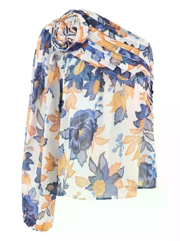 Farm Rio Floral Print One-shoulder Top