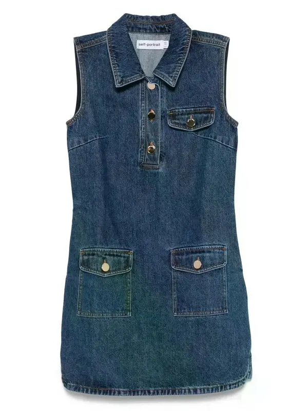 SELF-PORTRAIT Denim Shirt Dress - Blue