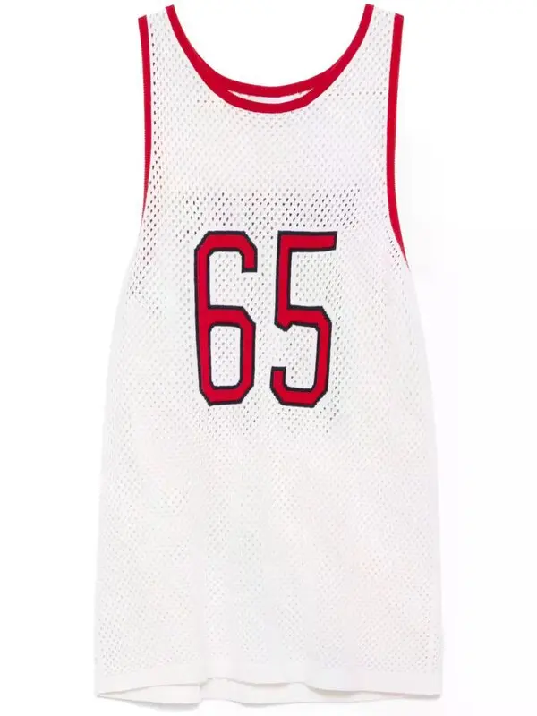 Thom Browne Intarsia Cashmere Mesh Basketball Jersey - White
