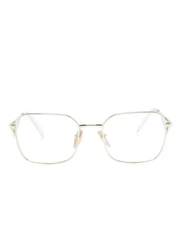 Prada Triangle-logo Square-frame Glasses - Neutrals