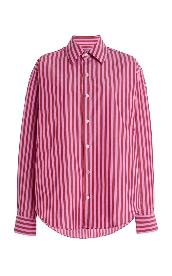 Comme Si La Classica Striped Cotton-poplin Shirt - Pink