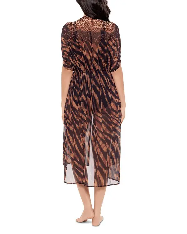 Miraclesuit Raya De Safari Kimono Swim Cover-up - Black/brown