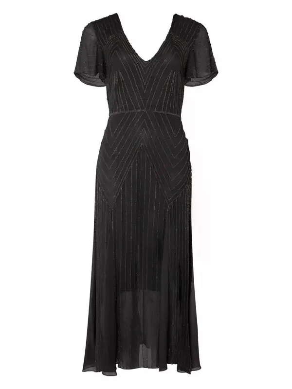 TEMPERLEY LONDON Beaded V-neck Midi Dress