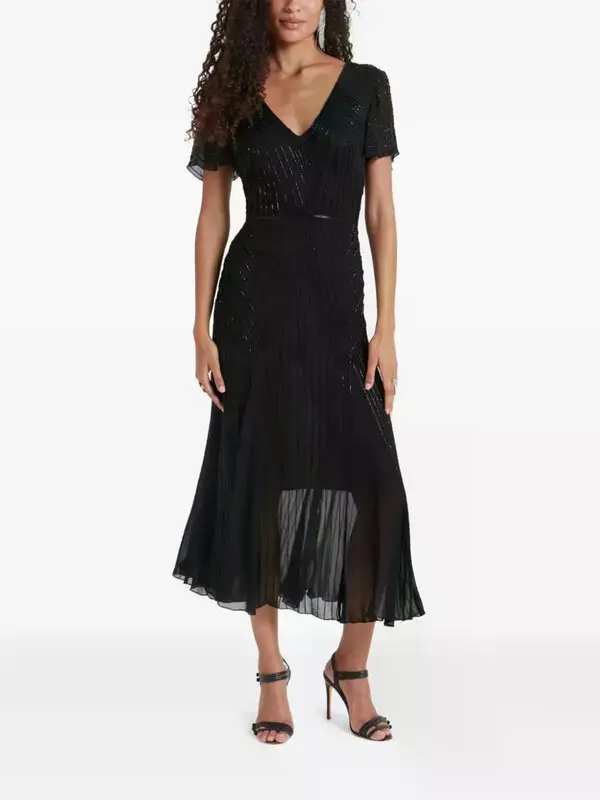 TEMPERLEY LONDON Beaded V-neck Midi Dress