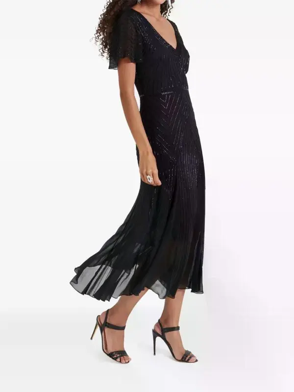 TEMPERLEY LONDON Beaded V-neck Midi Dress