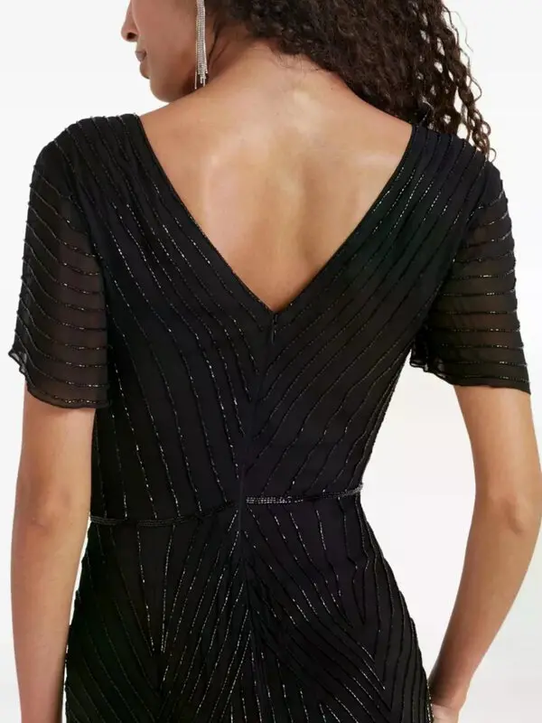 TEMPERLEY LONDON Beaded V-neck Midi Dress