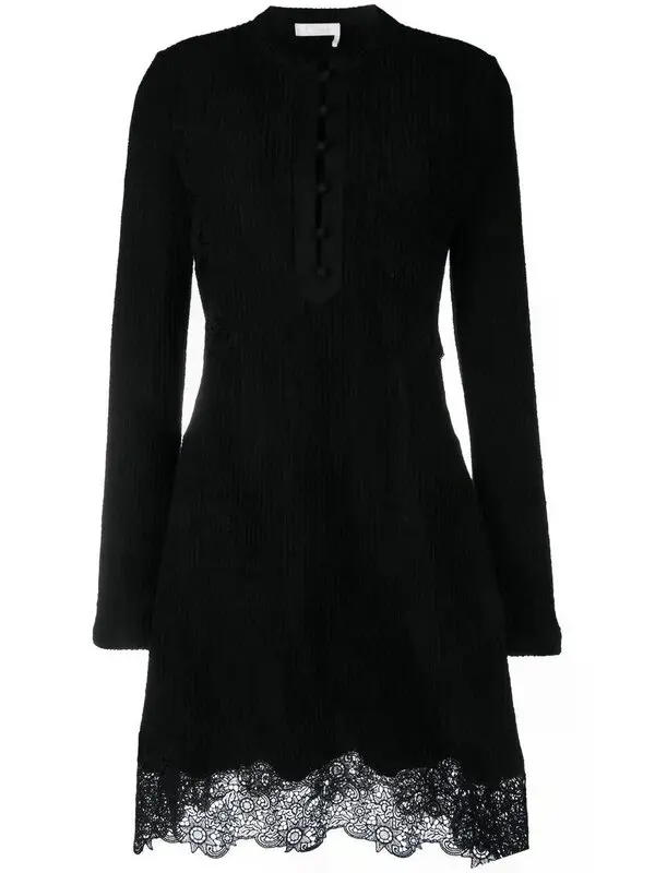 Chloé Lace-panel Knitted Mini Dress