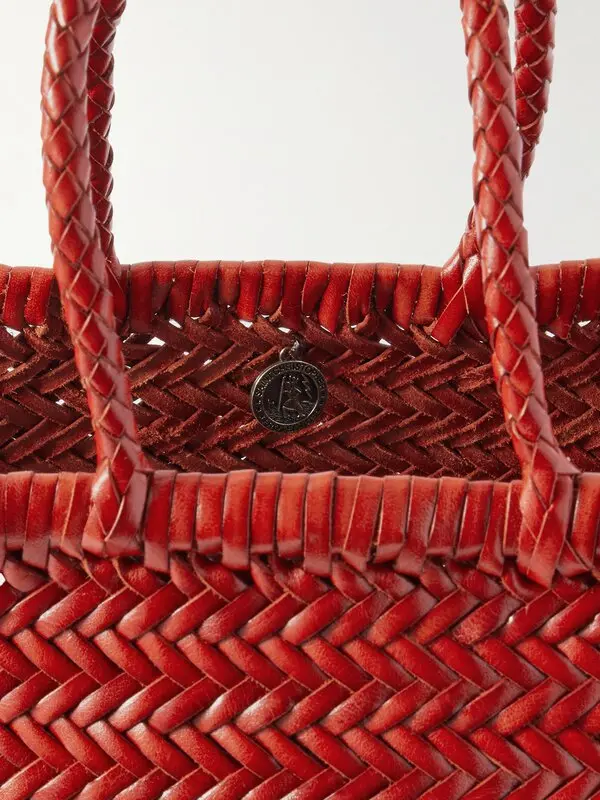 Dragon Diffusion Small Woven Leather Tote - Red