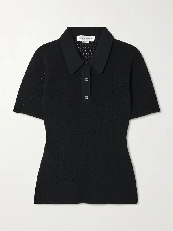 Victoria Beckham Pointelle-knit Polo Shirt