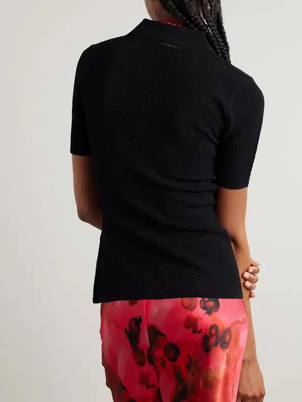 Victoria Beckham Pointelle-knit Polo Shirt